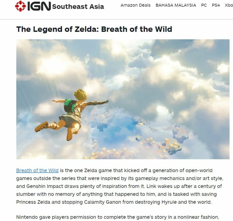 IGN总结了10款「类《原神》」游戏！《旷野之息》《Persona 5》都有在内！ - Wanuxi